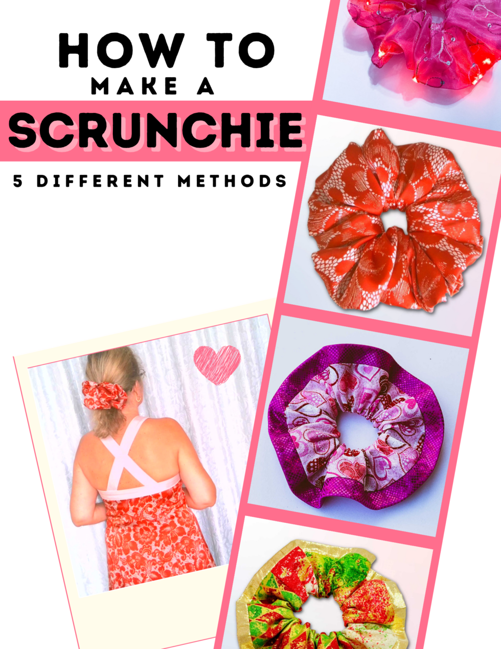 DIY Hair Scrunchie | 5 different methods | Beginner-Friendly Sewing ...