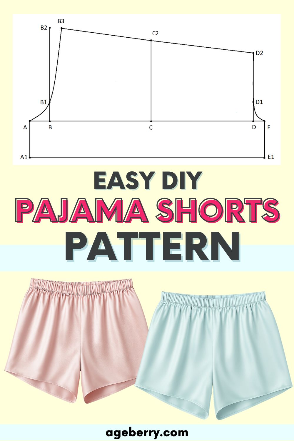 How to sew pajama shorts and make an easy pattern (printable PDF ...