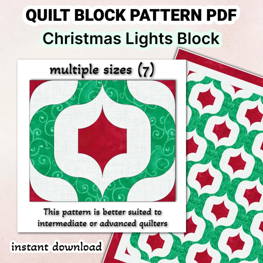 Christmas Lights Quilt Block Pattern | Drunkard’s Path Variation | PDF ...
